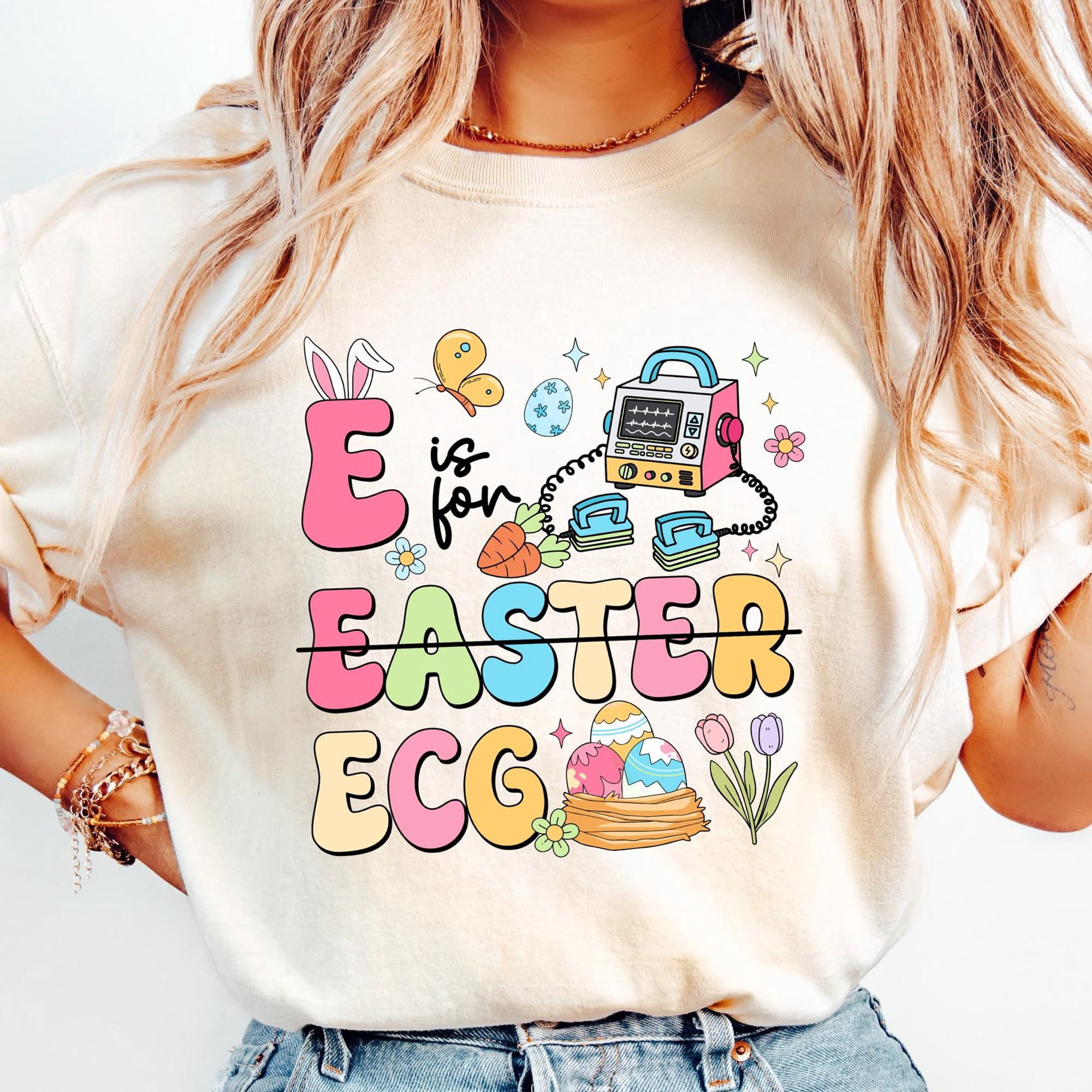Ecg Nurse Easter Tshirt E Is For ECG Shirt Easter Nursing Student ...