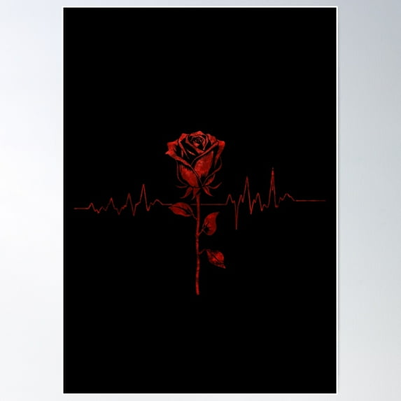 Ecg Red Rose – Love And Passion Heartbeat Poster Wall Art, Modern Wall ...