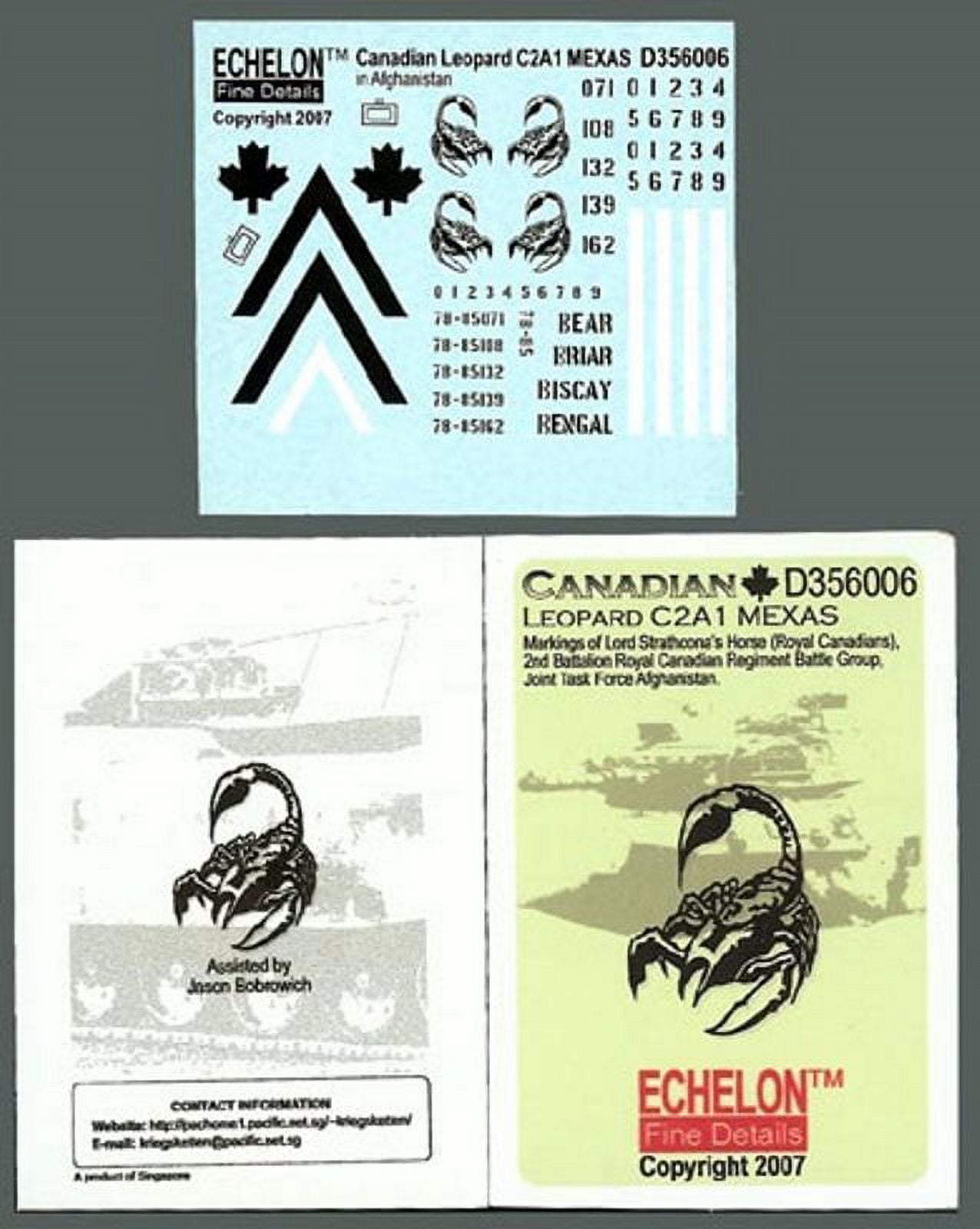 Echelon Fine Decal 1:35 Canadian Leopard C2A1 MEXAS Markings #D356006 ...