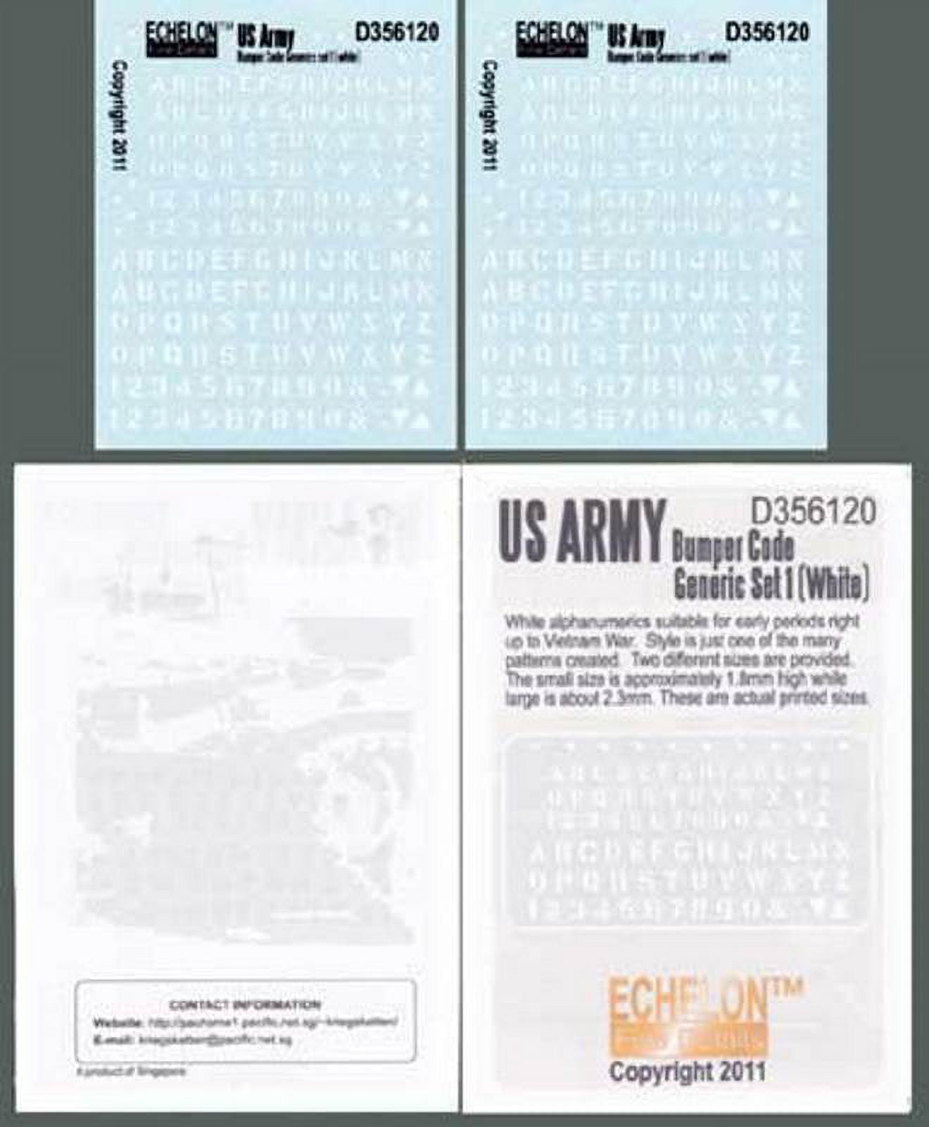 Echelon Fine Decal 1:35 US Army Bumper Code Generic Set 1 White # ...