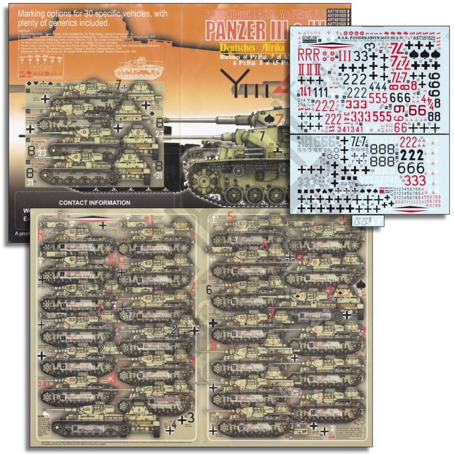 Echelon Fine Decal 1:35 WWII German DAK Panzer III & IV #AXT351025 ...