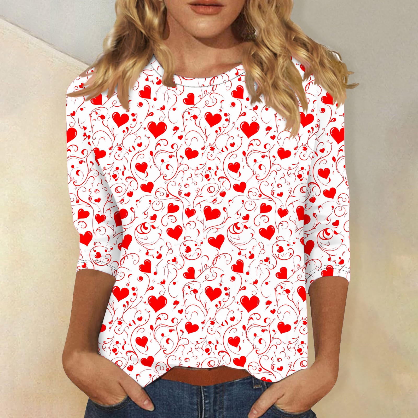 EchfiProm Blouses for Women Beautiful 3/4 Sleeve Valentines Day ...