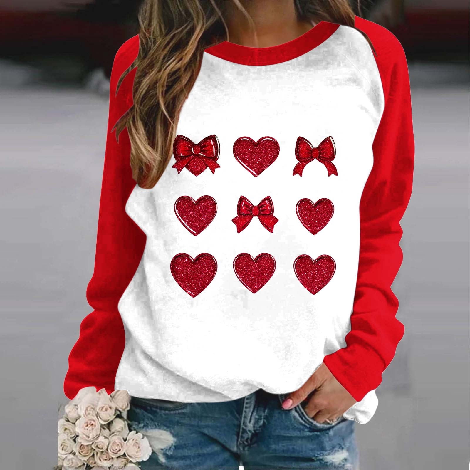 EchfiProm Graphic Sweatshirts for Women Valentine Pullover Crewneck ...
