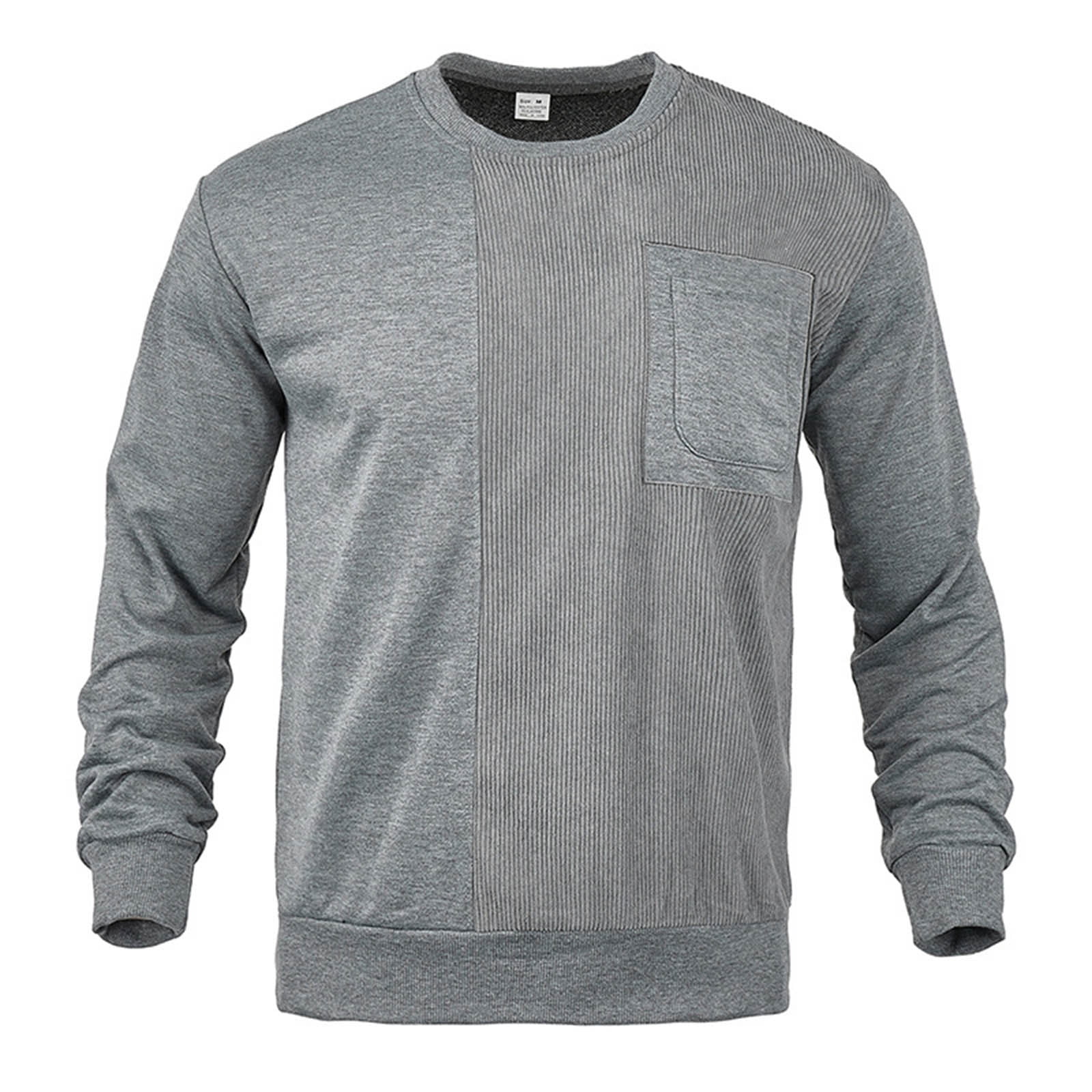 EchfiProm Gray Men Sweatshirts No Hood Crew Neck Long Sleeve Pullover ...