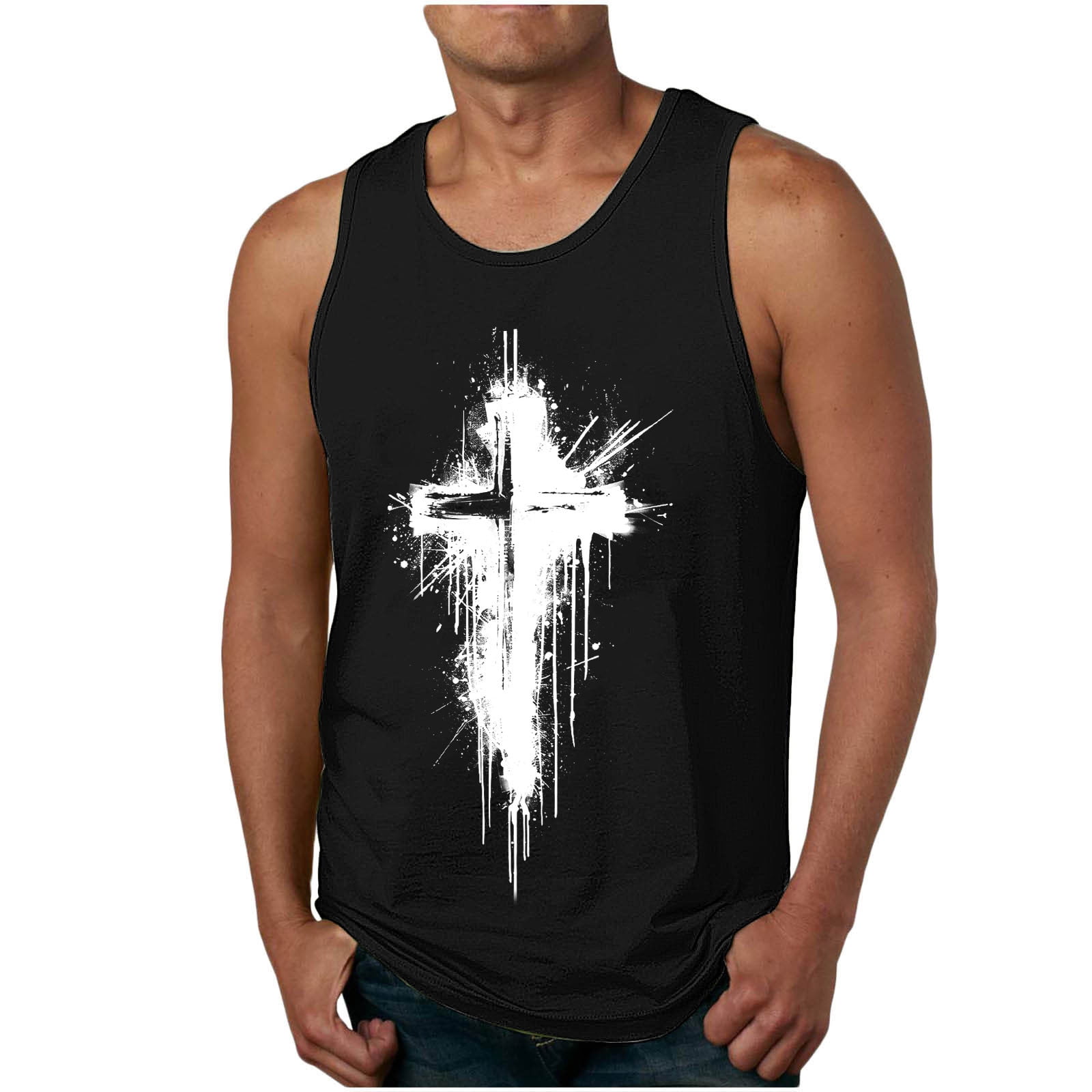 EchfiProm Gym Tank Tops for Men Workout Muscle Shirts Graphic Black ...