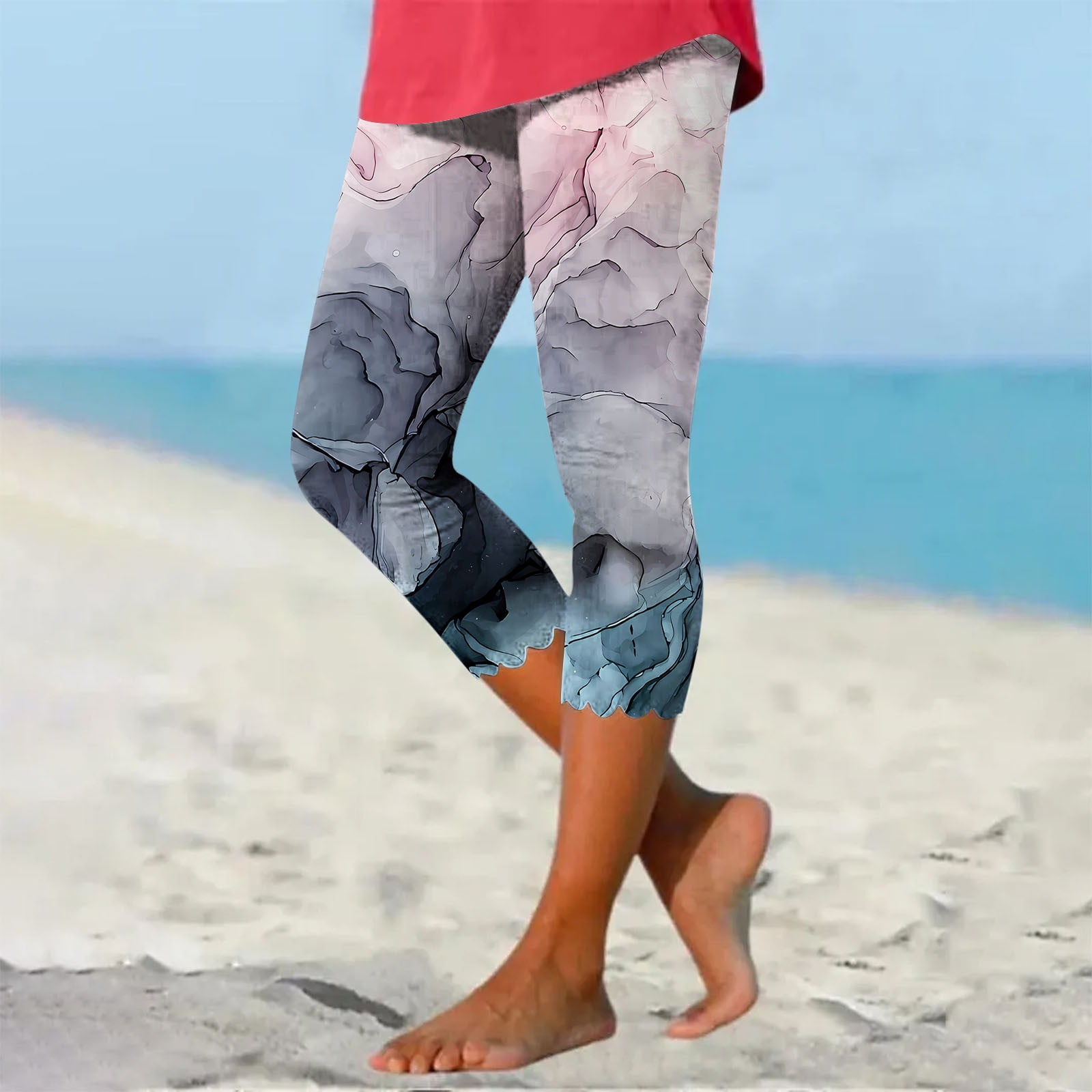 EchfiProm Legging Capris for Women Multicolor Yoga Gym Athleisure Slim ...