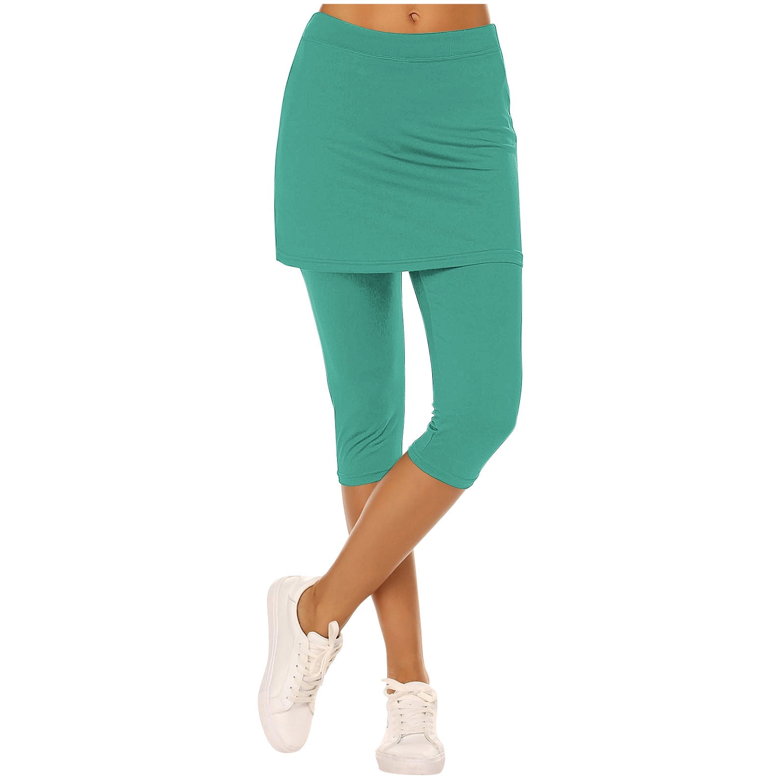 EchfiProm Mint Green Womens Capri Leggings Athletic High Waisted Faux ...