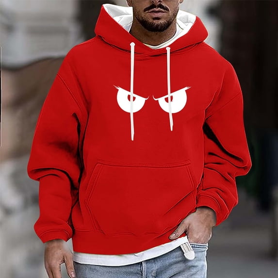 EchfiProm Plus Size Sweatshirt for Men Red Graphic Hooded Long Sleeve ...