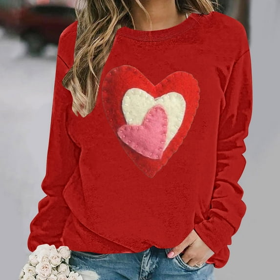 EchfiProm Plus Size Sweatshirts for Women Graphic Red Pullover Oversized Valentine Valentine Day ...