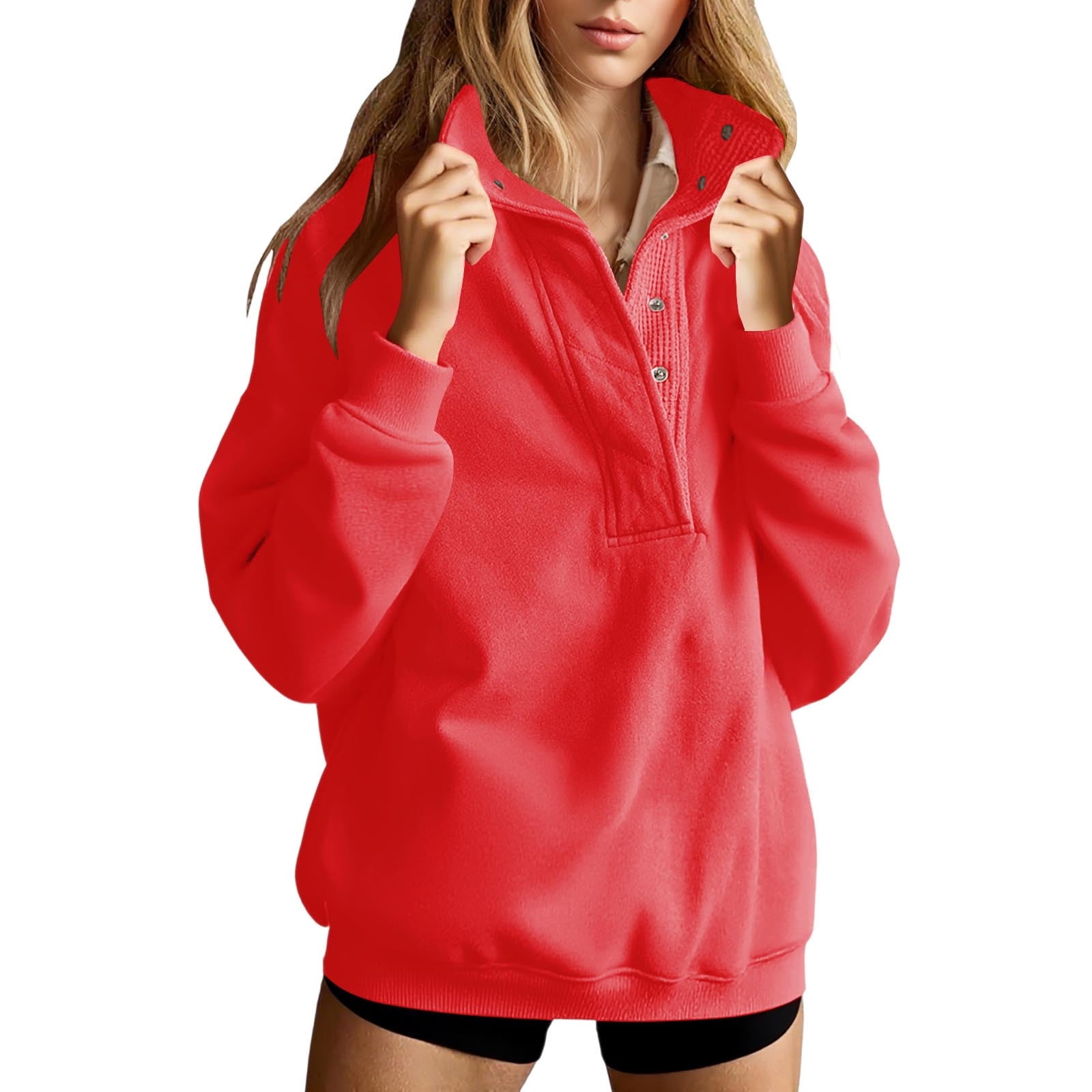 EchfiProm Red Sweatshirts for Women Trendy V-Neck Pullover Outfits ...
