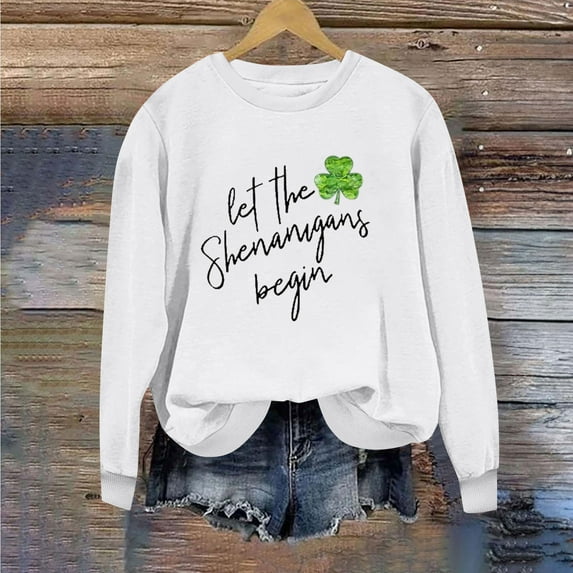EchfiProm Sweatshirt for Women St.Patricks Day Pullover Crewneck White ...