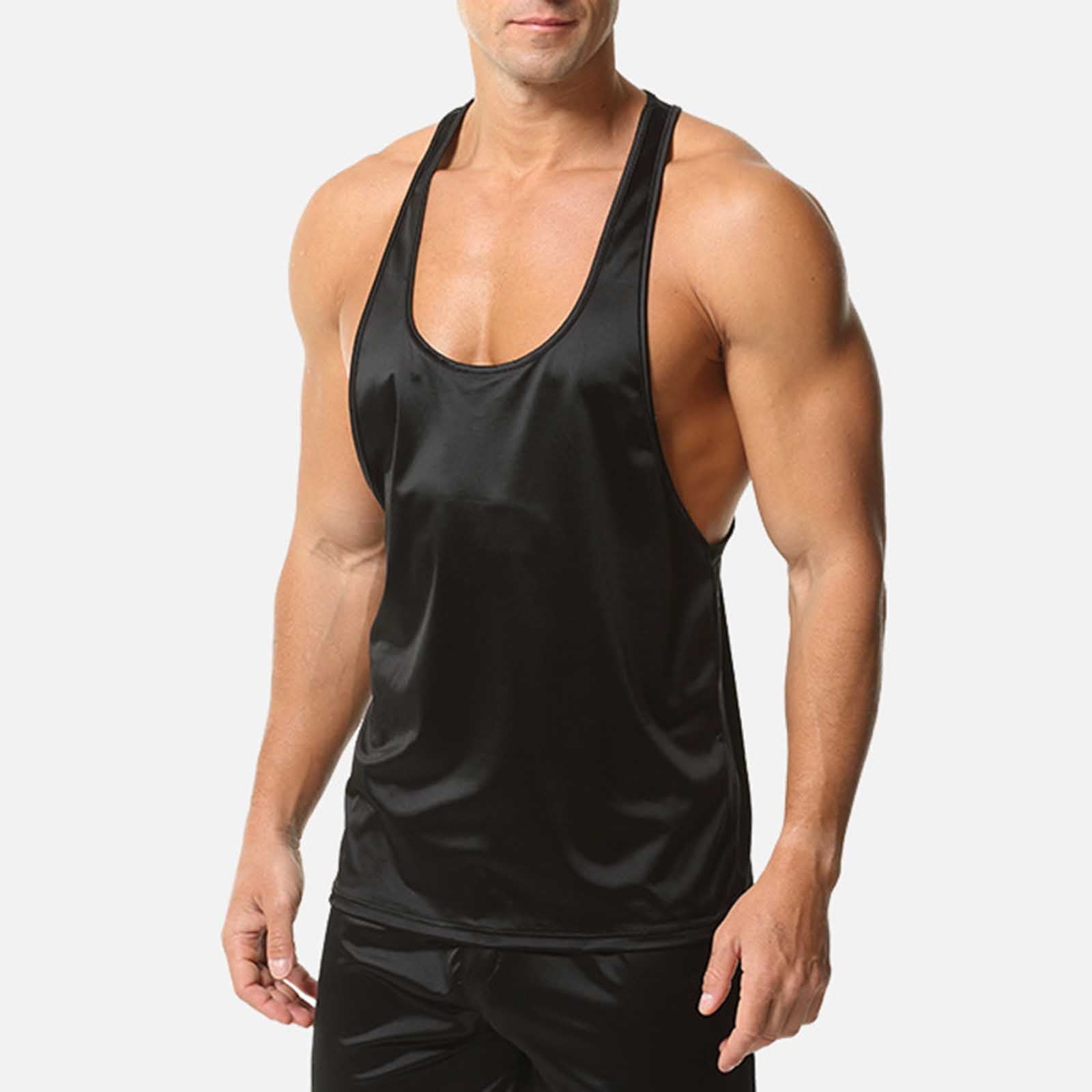 EchfiProm Tank Tops for Men Workout Black Muscle Shirts Fitness ...