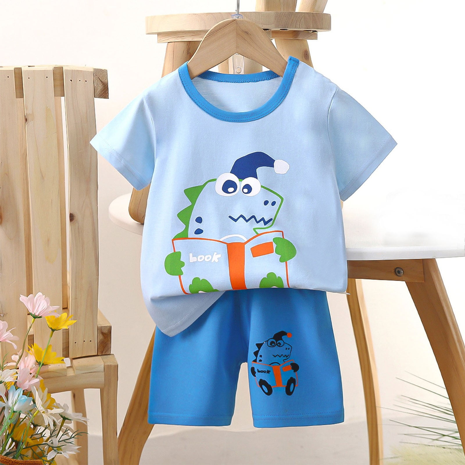 EchfiProm Toddler Clothes for Boys Little Boys Light Blue Cartoons ...