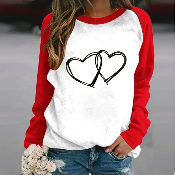 EchfiProm Valentine Sweatshirts for Women Funny Graphic Pullover Heart ...