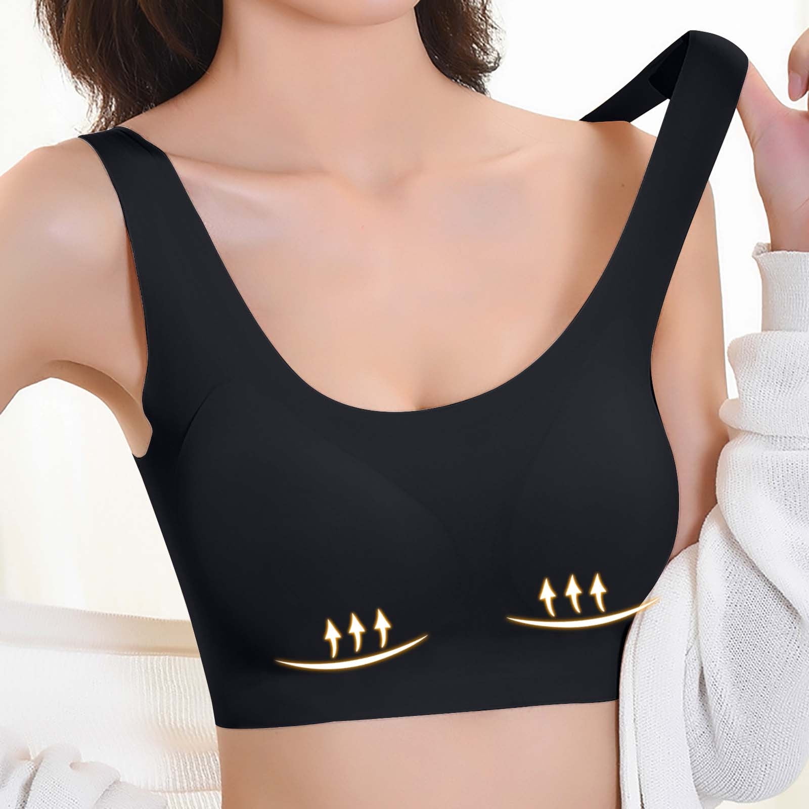 EchfiProm Women Bra,Black Comfortable Bras for Women Wire-Free Seamless Push-Up Removable Cup ...