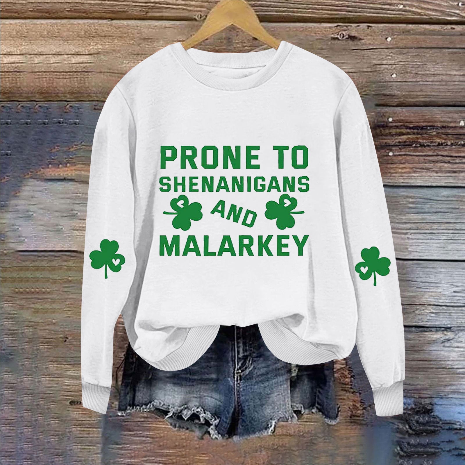 EchfiProm Womens Sweatshirt Pullover Crewneck St.Patricks Day Shamrock ...