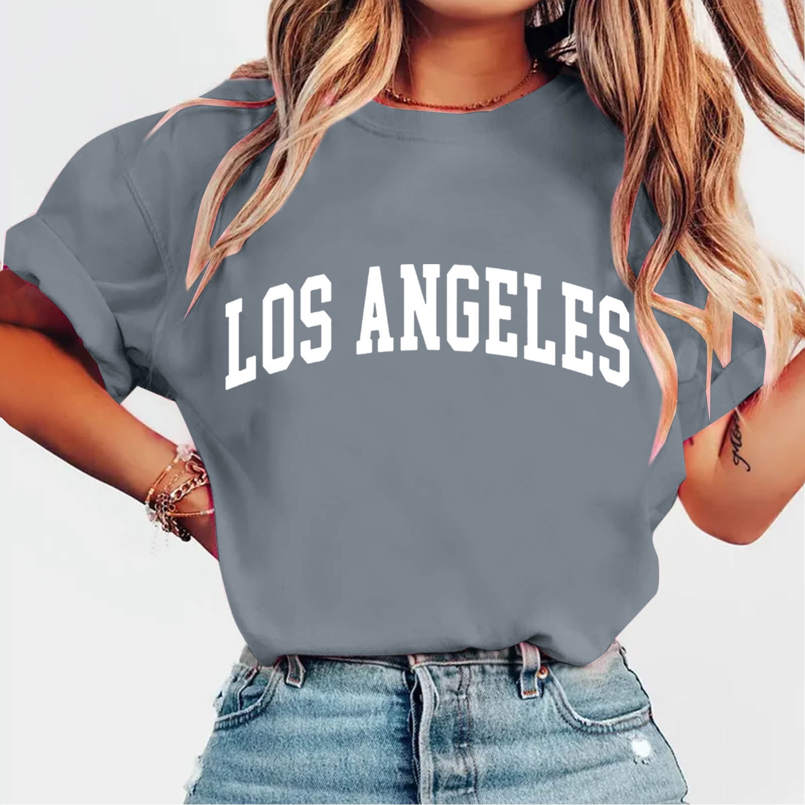 Echfiprom Womens Oversized Shirts Spring Gray Funny Graphic Casual ...