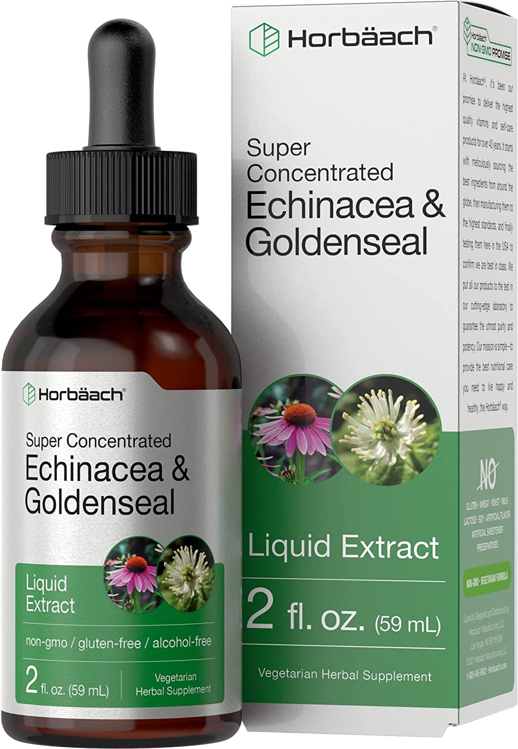 Horbaach Echinacea & Goldenseal Root Blend Supplement | 2 fl oz Liquid ...