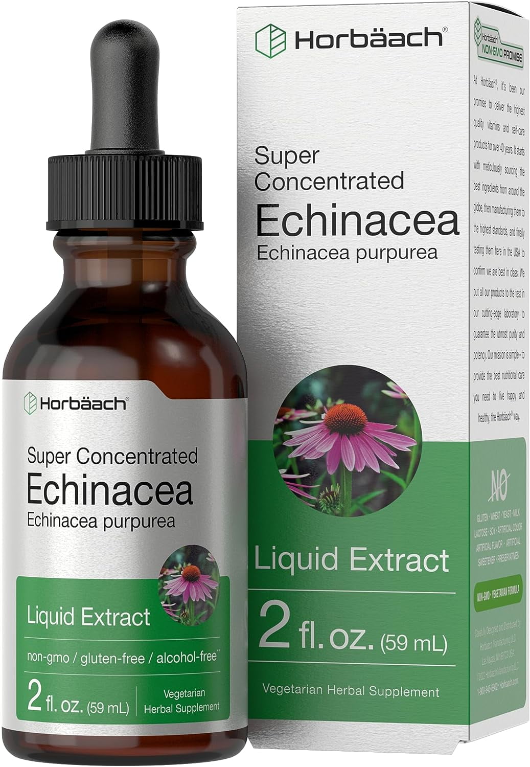 Horbaach Echinacea Root Extract Supplement | 2 oz | Vegetarian, Alcohol ...