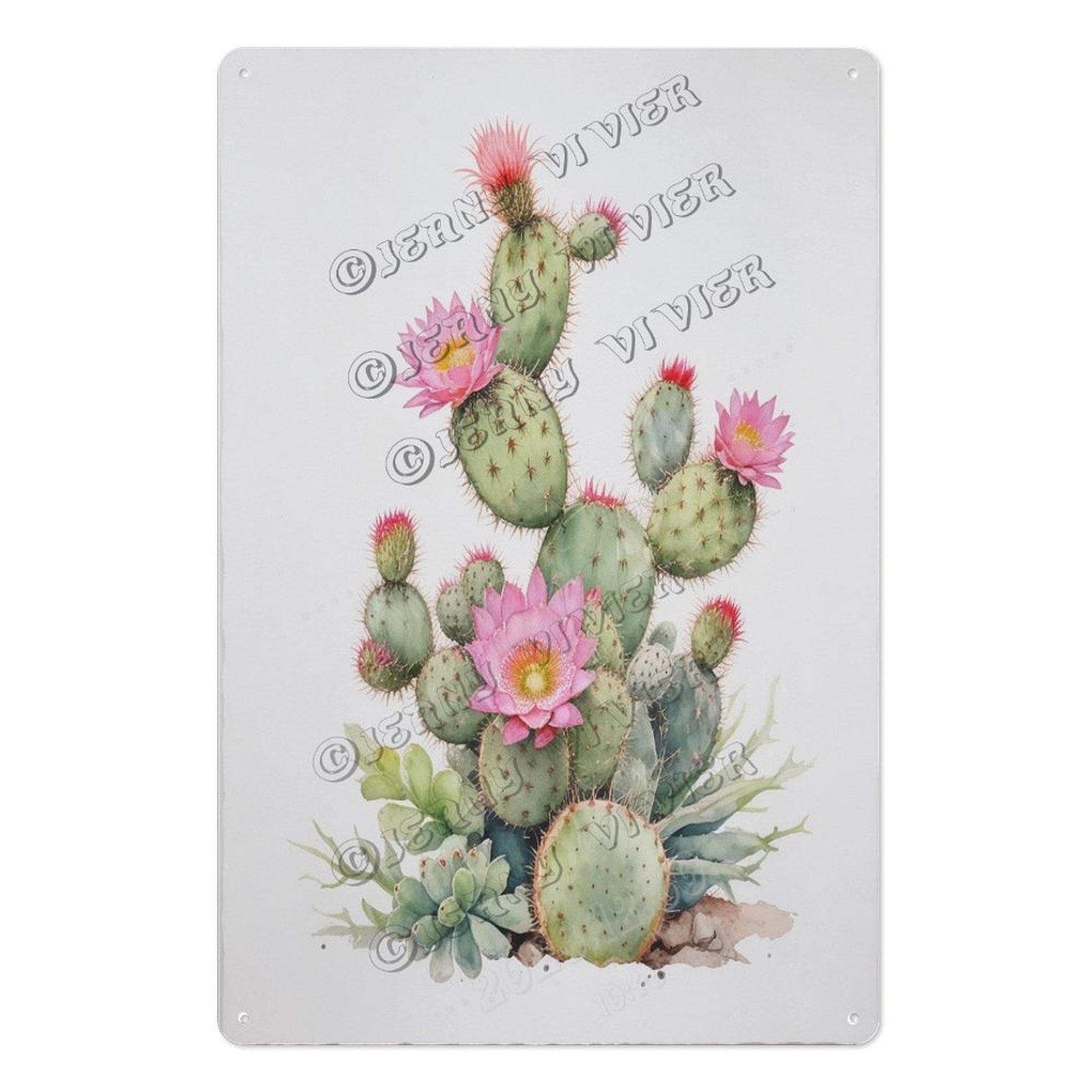 Echinocereus Cactus Metal Tin Sign – Vintage Succulent Wall Decor for ...