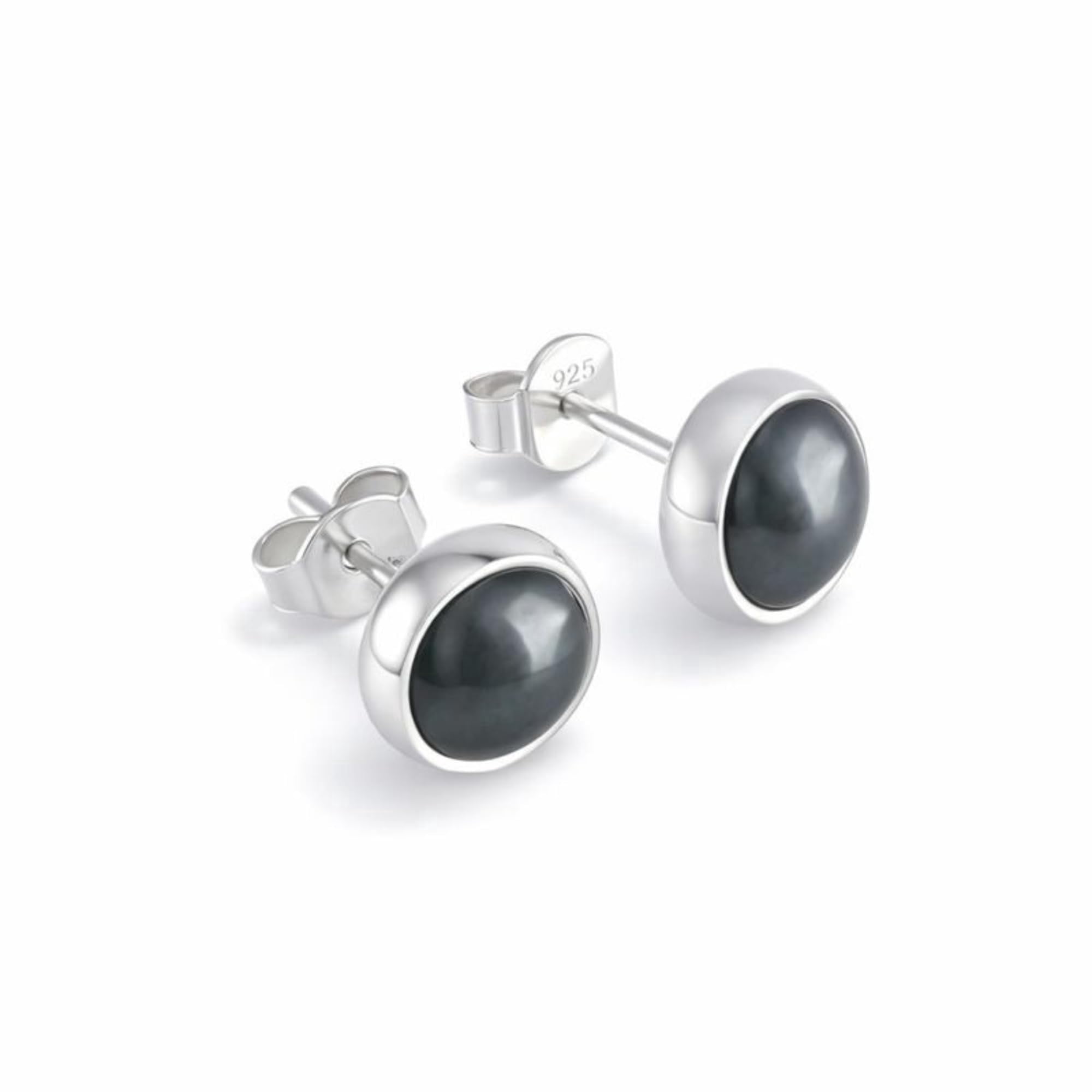 Echmeck Sterling Silver 925 Round Gray Hematite Stud Earrings - Walmart.com
