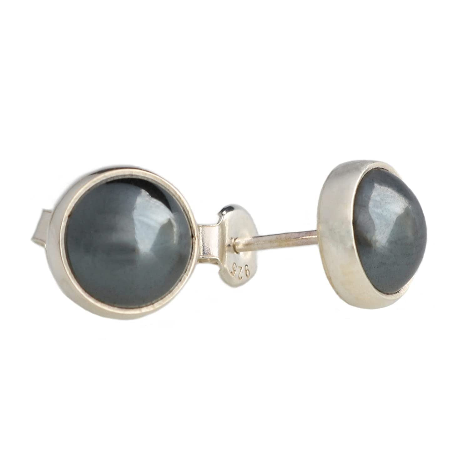 Echmeck Sterling Silver 925 Round Gray Hematite Stud Earrings - Walmart.com