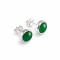 Echmeck Sterling Silver Round Green Jade Handmade Stud Earrings for ...