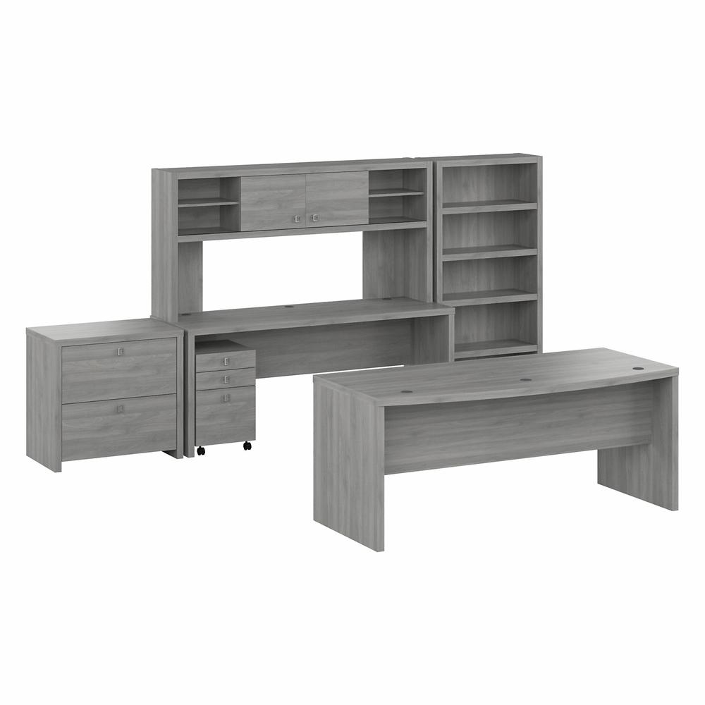 Echo 72W Desk and Credenza Set with Storage in Modern Gray - Engineered ...