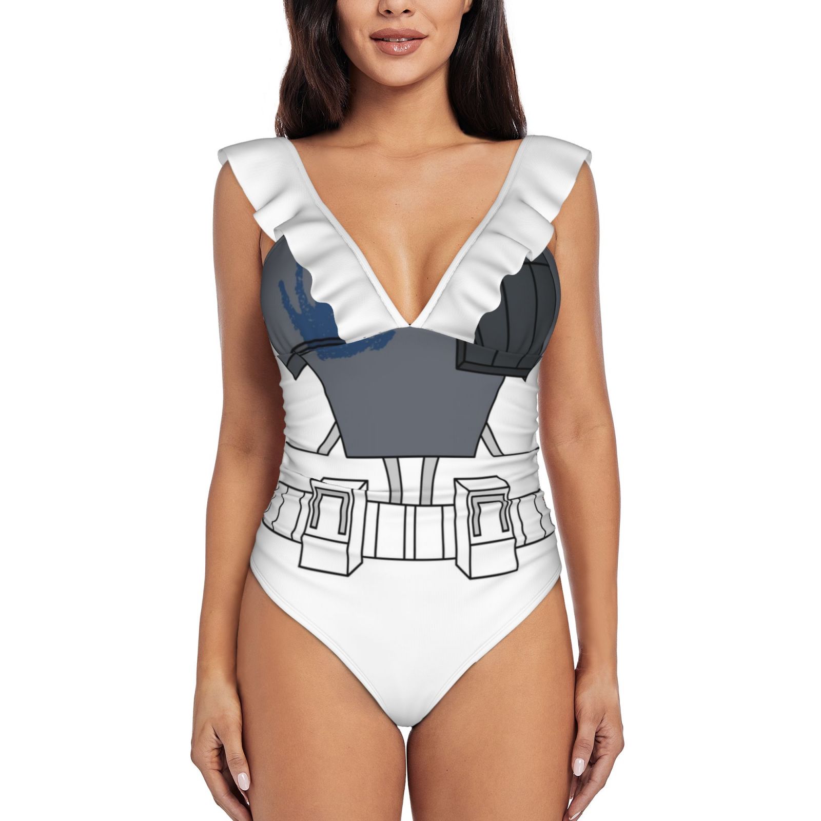 Echo Armor One-Piece Swimsuit One Shoulder Ruffle Swimsuit Sexy Monokini New Girl Beach Swimwear ...