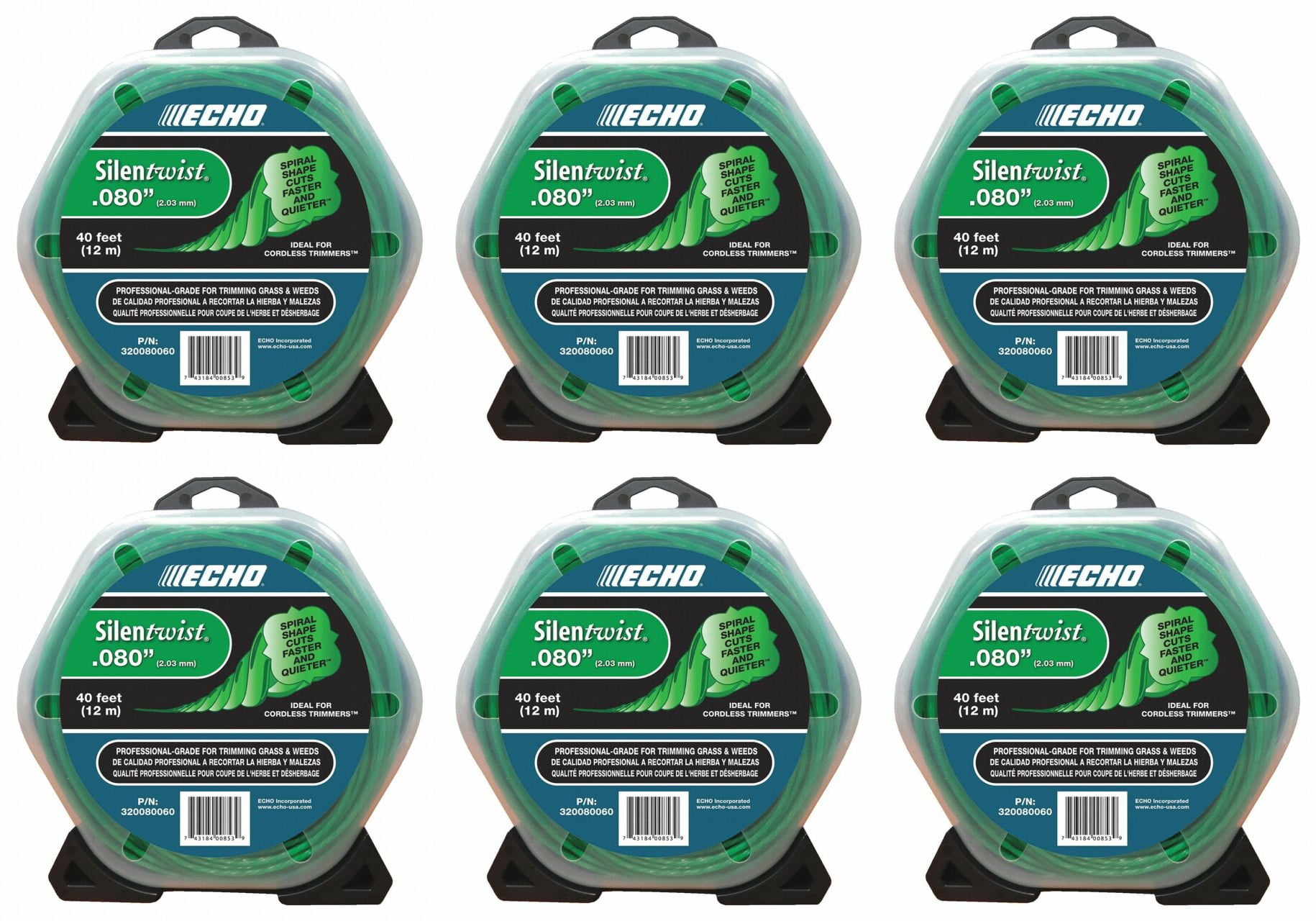 Echo Genuine 6-Pack of Silentwist 40' Loop .080" (dia.) Trimmer Line ...
