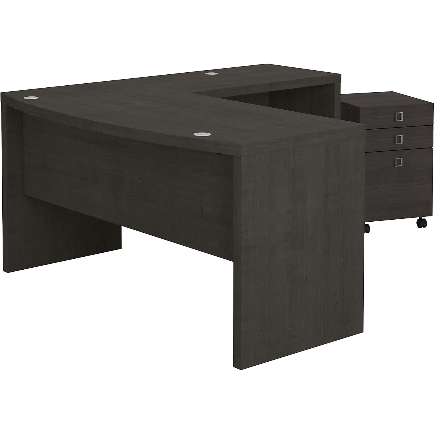 Bush Business Furniture Echo L-Shaped Bow Front Desk with Mobile File ...