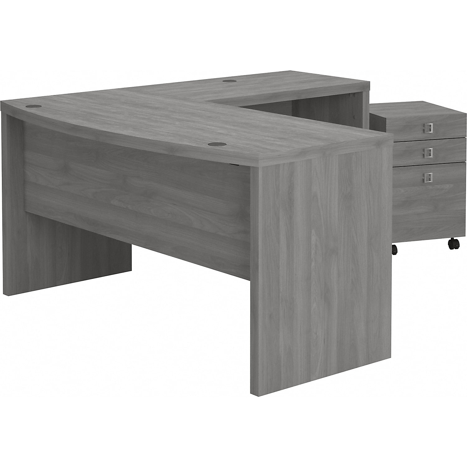 Echo L Shaped Bow Front Desk with Drawers in Modern Gray - Engineered ...