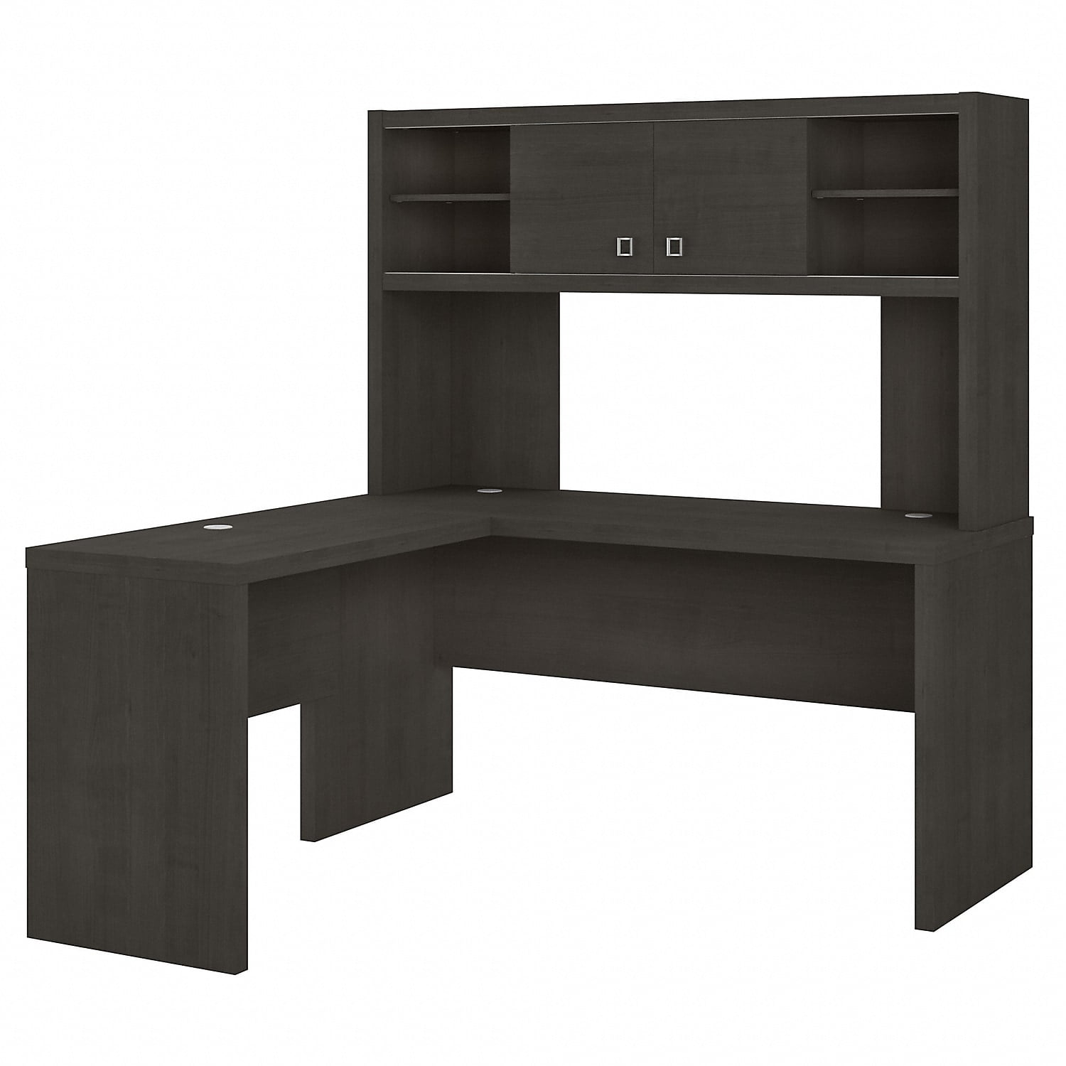 Echo L Shaped Desk with Hutch in Charcoal Maple - Engineered Wood ...