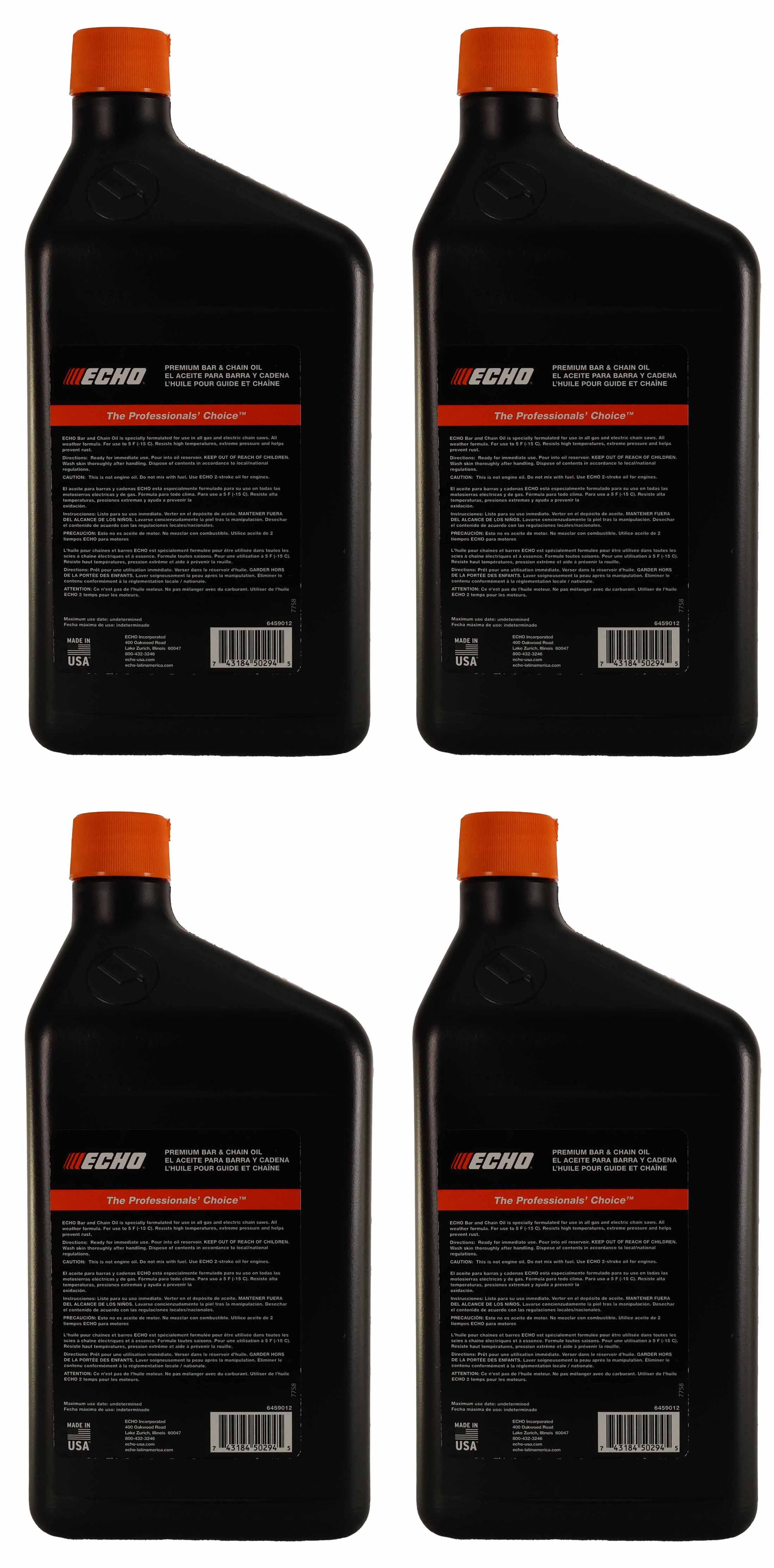 Echo Original Equipment 4-PACK Premium Bar and Chain Oil (1 Quart ...