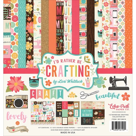 Echo Park Collection Kit 12"X12"-I'd Rather Be Crafting - Walmart.com