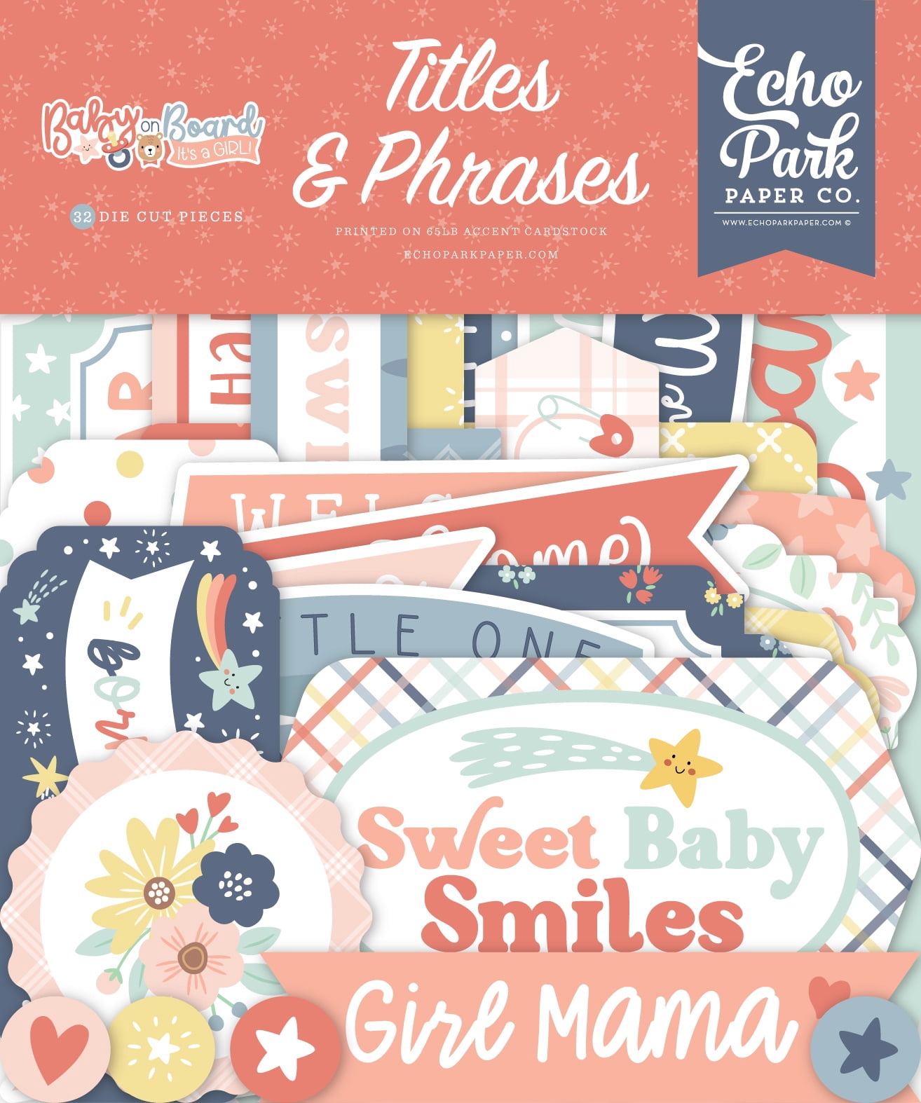 Echo Park Ephemera-Titles & Phrases, Baby On Board Girl - Walmart.com