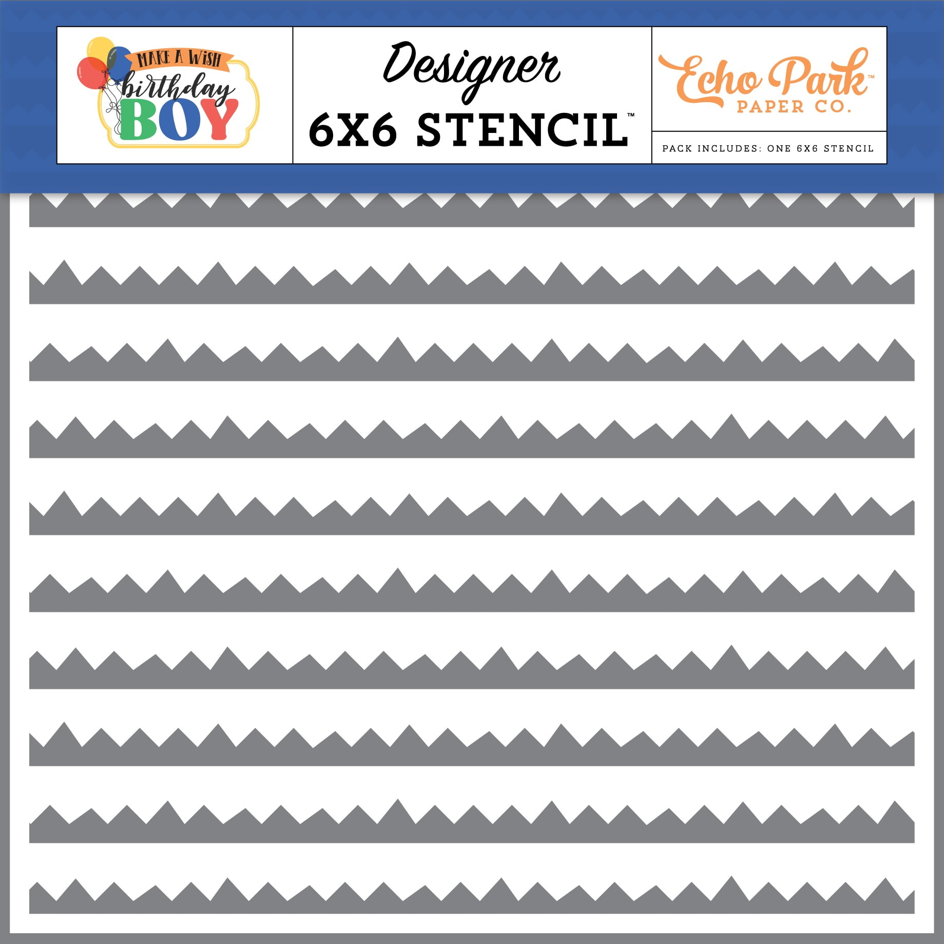 Echo Park Make A Wish Birthday Boy Stencil 6"X6"-Birthday Boy Borders ...