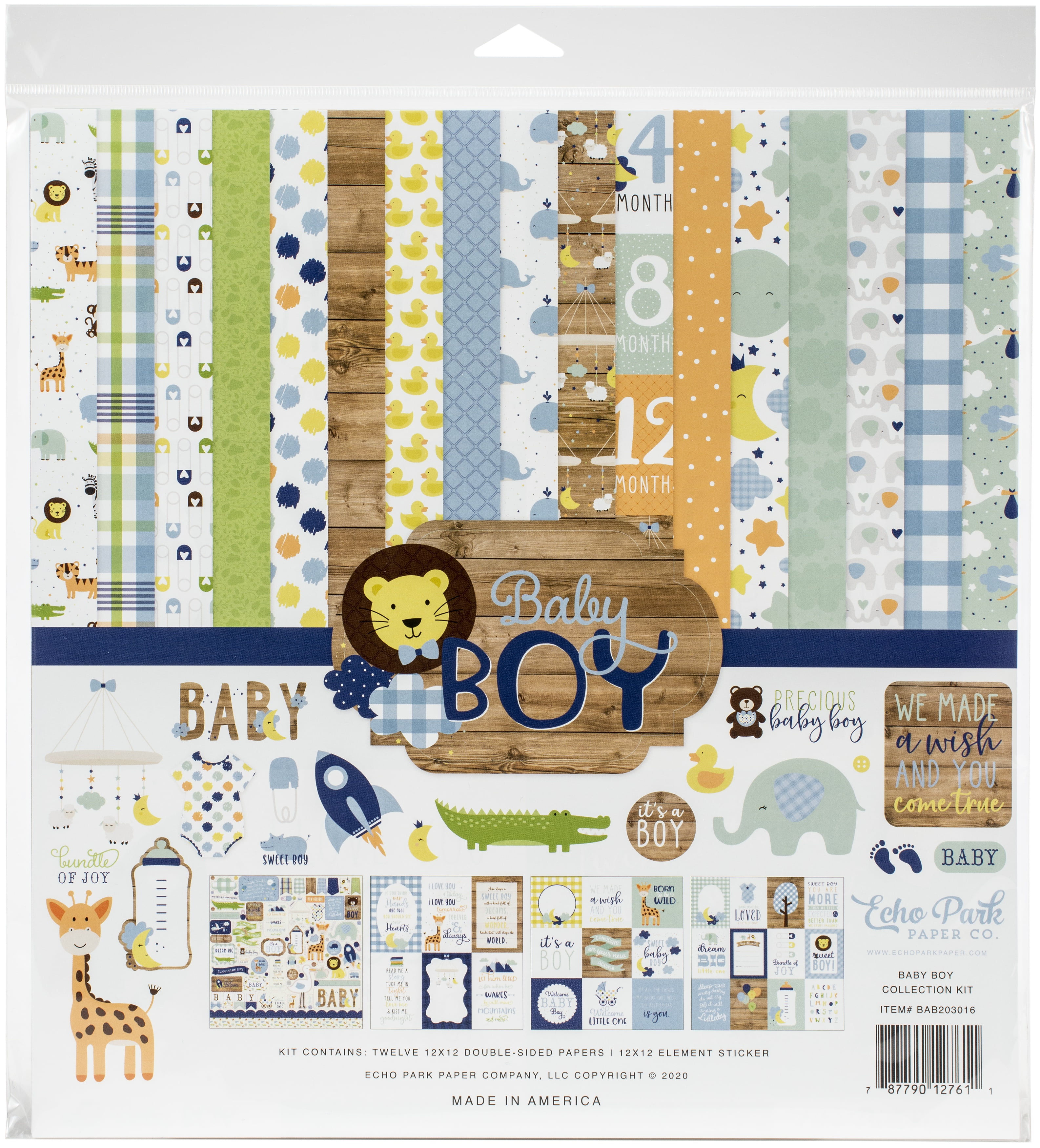 Echo Park Paper 13.70" x 12.50" Baby Boy Theme Scrapbooking Kit, For ...