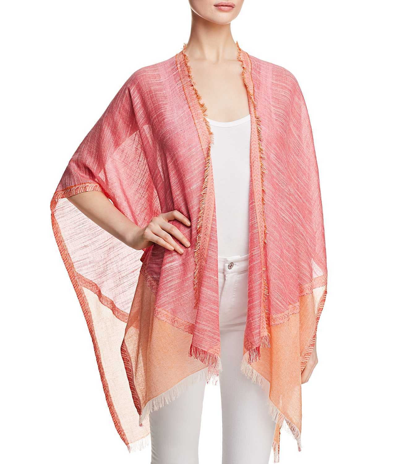 Echo Women’s Surf Club Corner Color-Block Ruana Poncho, Pastel Pink ...
