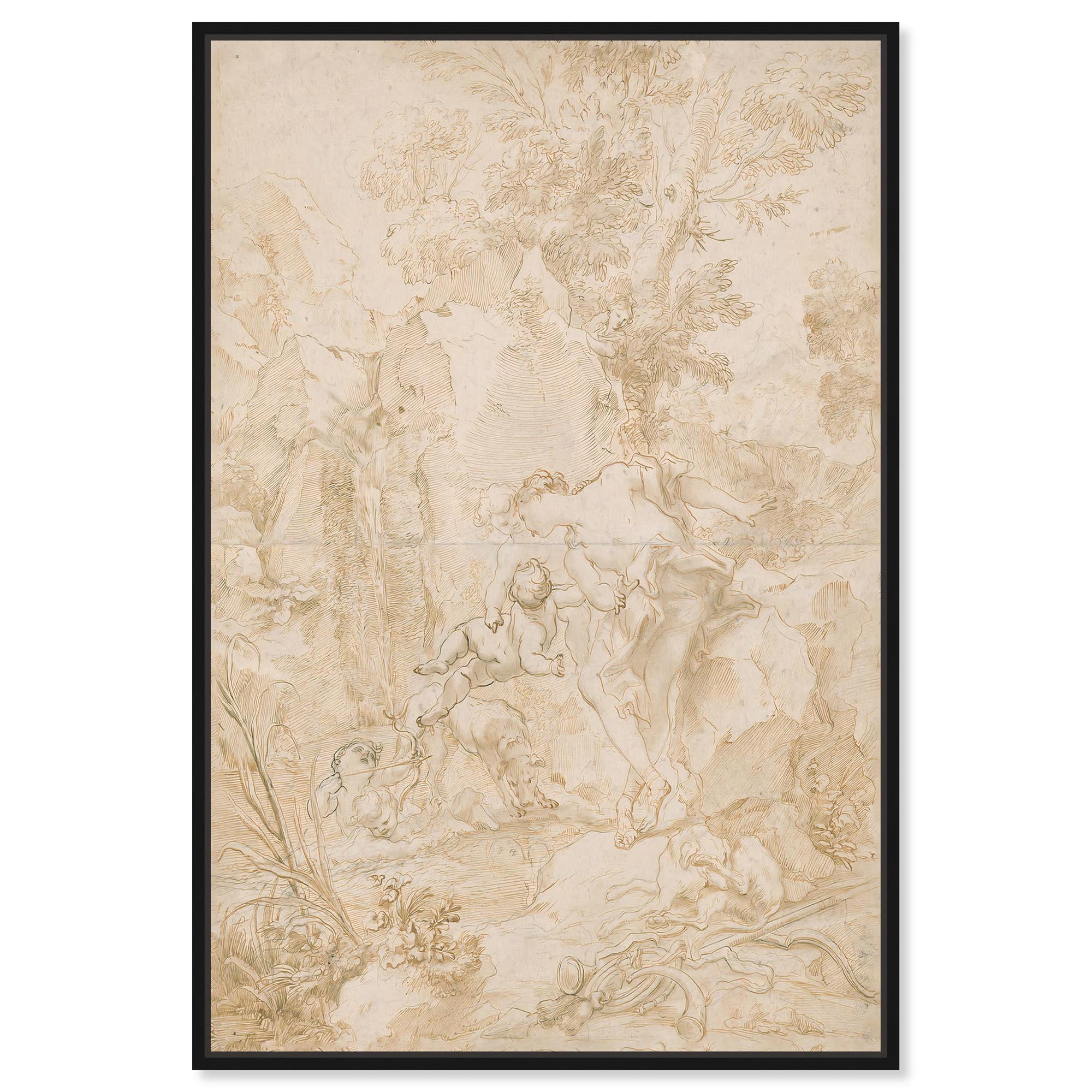 Echo and Narcissus Canvas Vintage Landscape Art by Art Remedy, Black Frame, 30" x 45" - Walmart.com