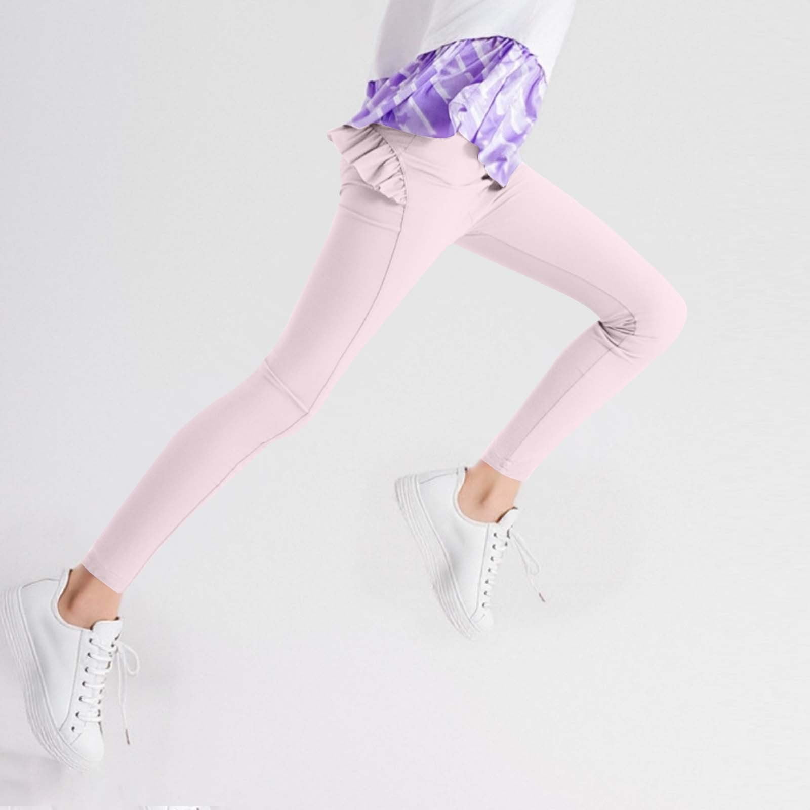 EchoC Cotton Yoga Leggings, Girls Sport Pants, High Waisted, Ruffled ...