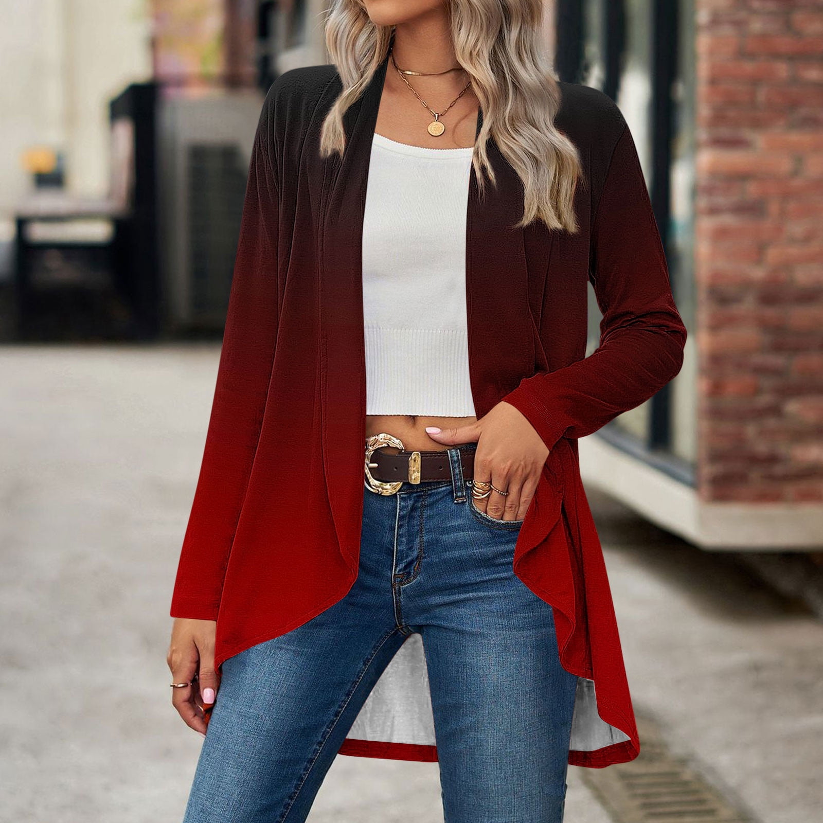 EchoC Long Sleeve Casual Coat, Solid Color Loose Top, 100% Cotton ...