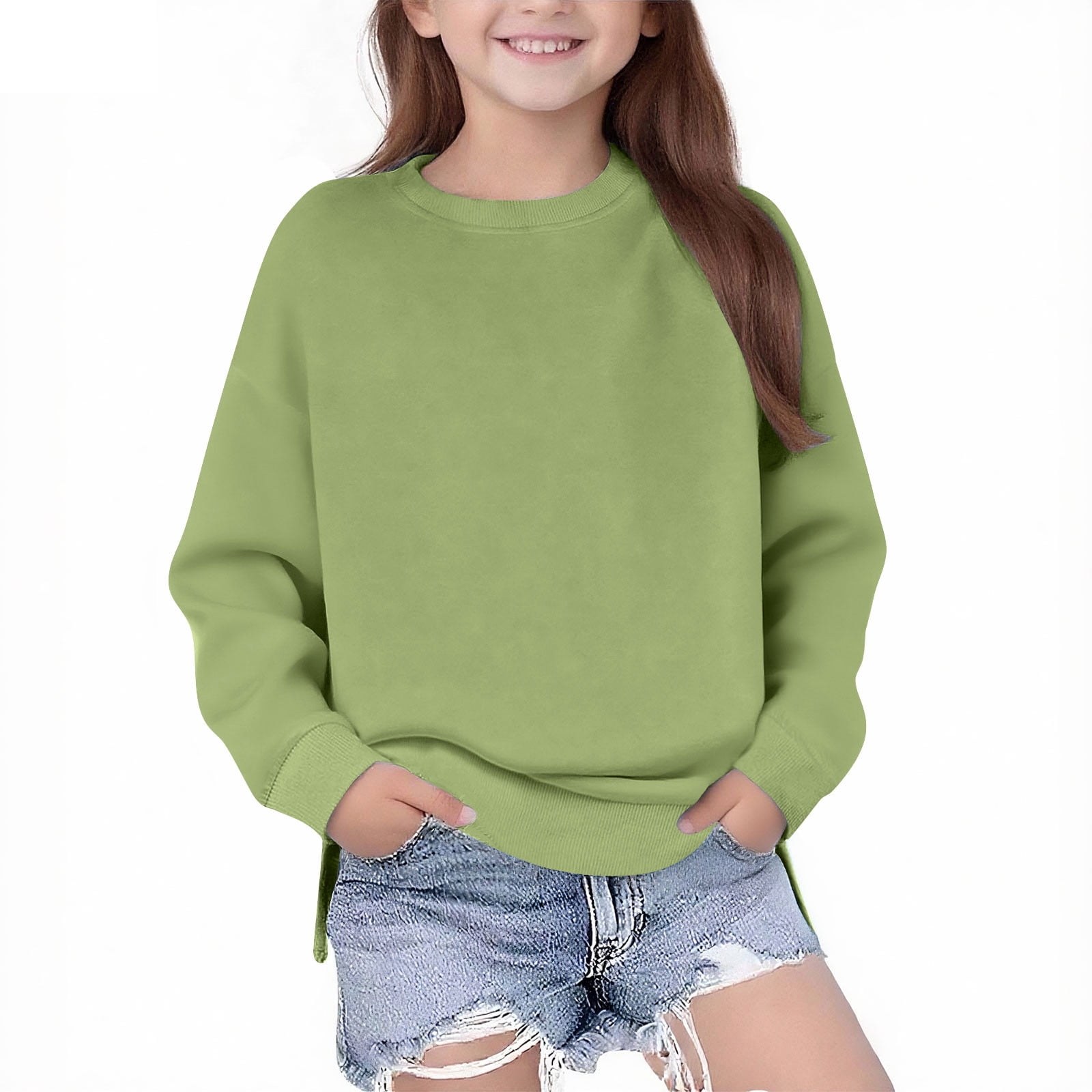 EchoC Long Sleeve Pullover Sweatshirt, Drop Shoulder Top, Side Split ...