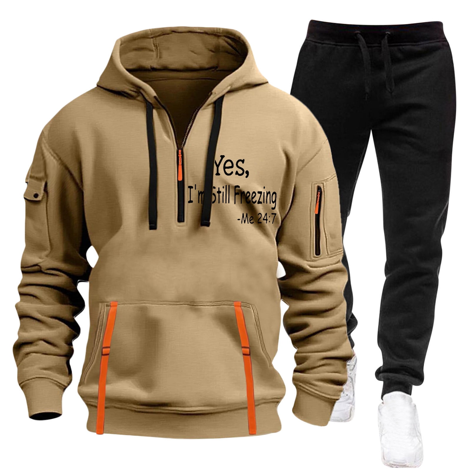 EchoC Men's Casual Hooded Sweatshirt & Jogger Tracksuit Set, 2-Piece ...