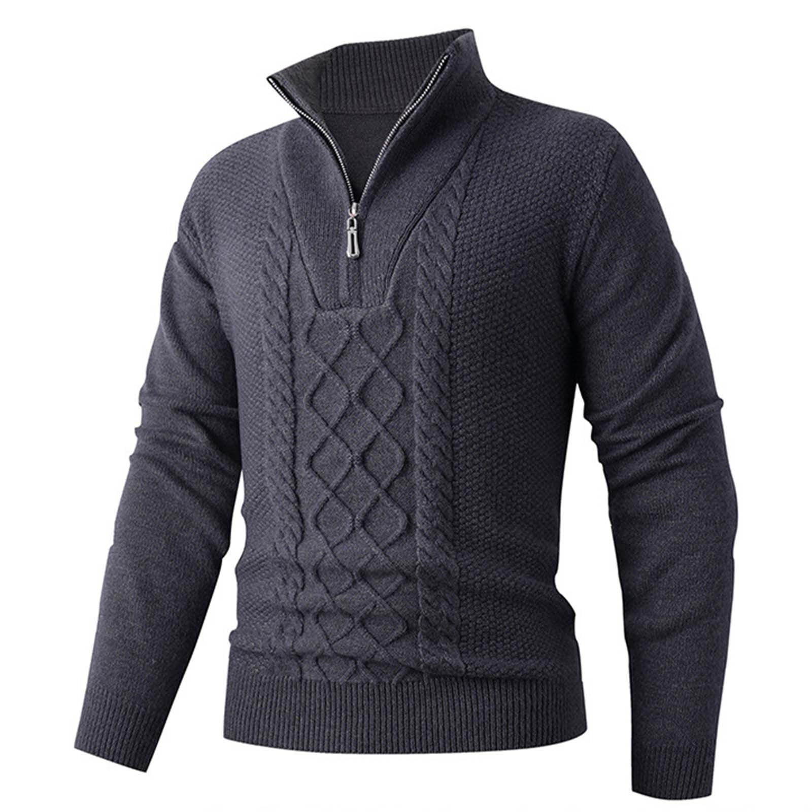 EchoC Men's Half Zip Sweater, Stand Collar Casual Pullover - Walmart.com
