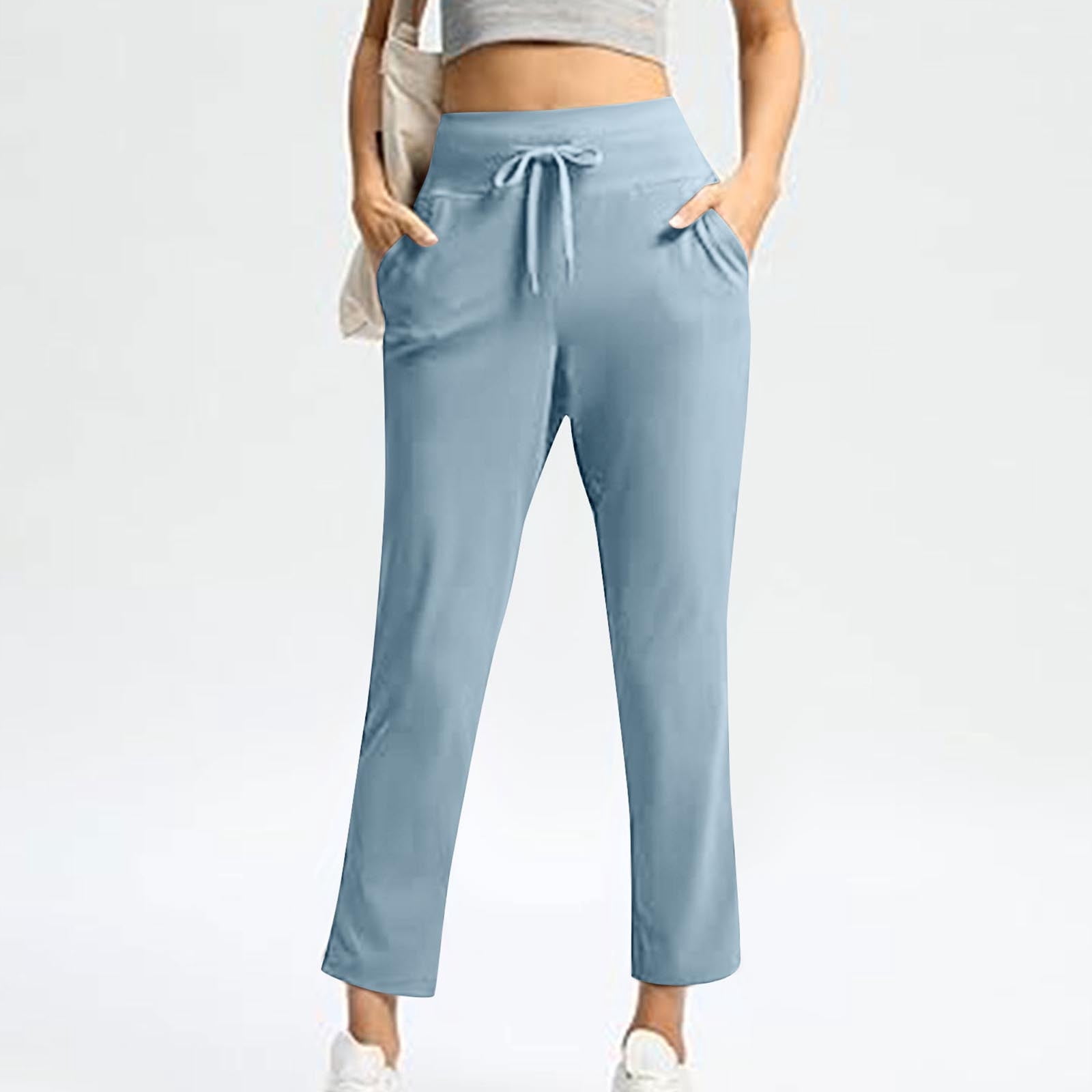 EchoC Women's Casual Solid Color Slim Elastic Comfortable Fitness Pants ...