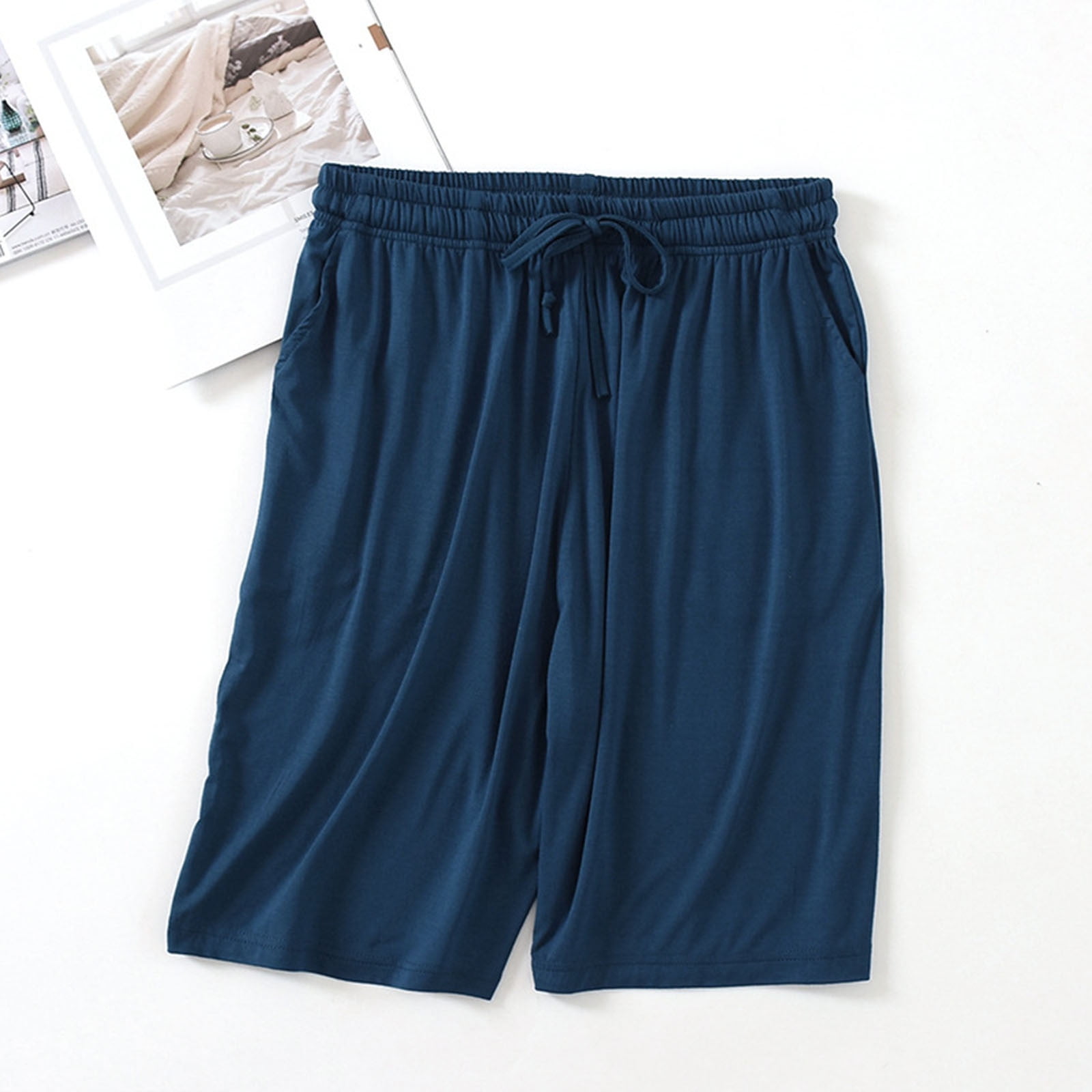 EchoC Women's Solid Color Knit Lounge Pants Elastic Waist Drawstring ...