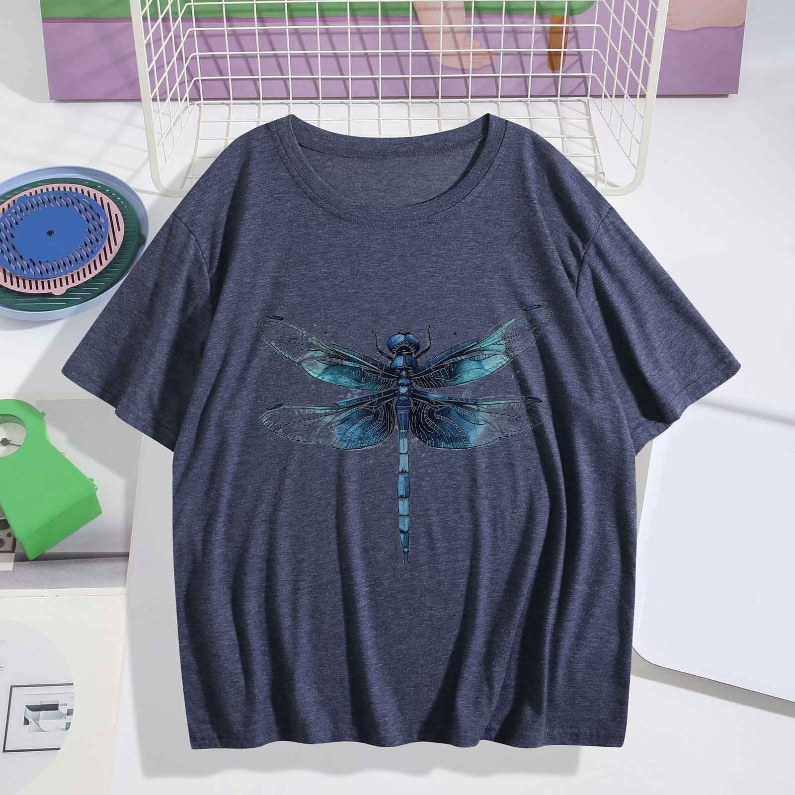 EchoC Women's Summer Short Sleeve Graphic T-Shirt Crew Neck Casual ...