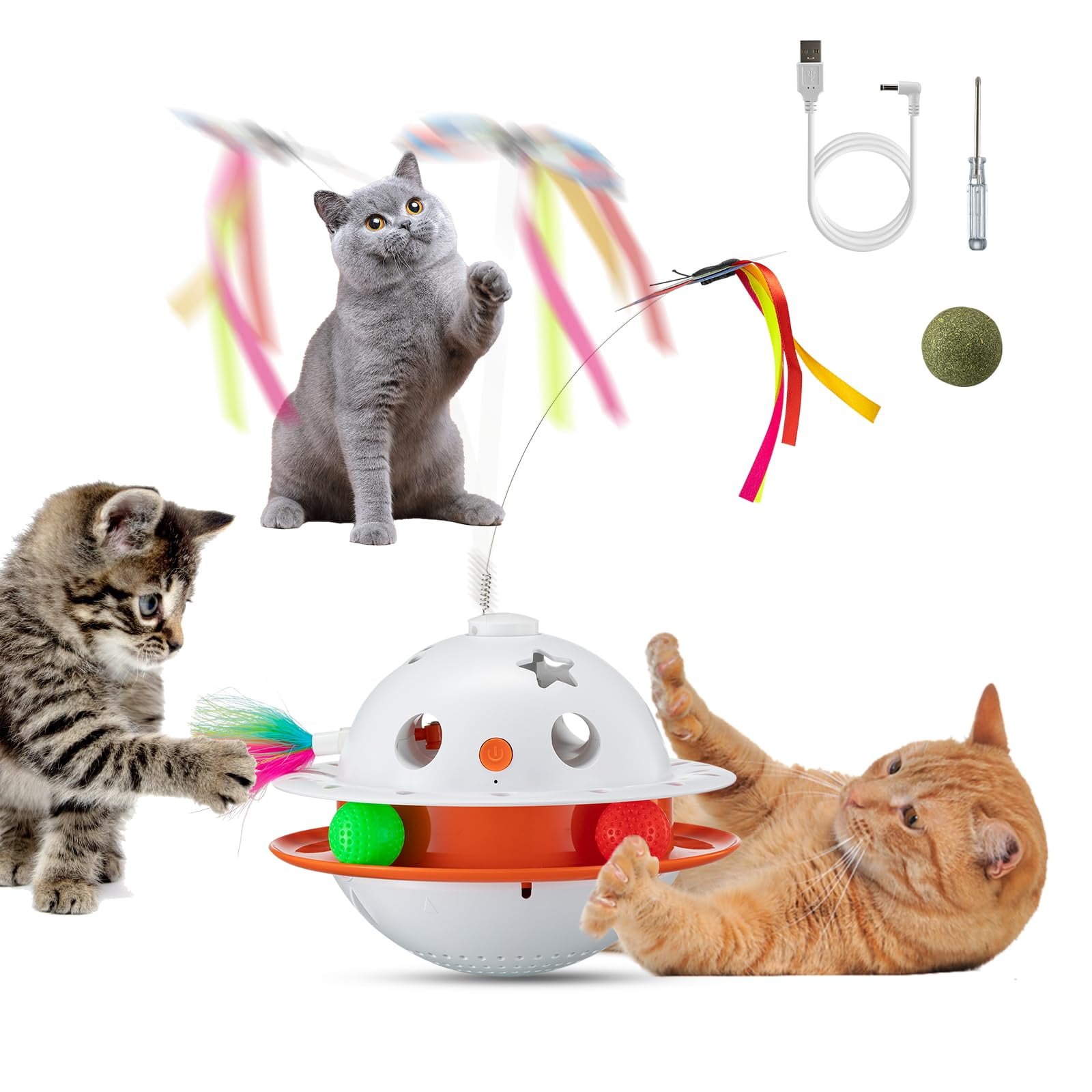 EchoMart Automatic Interactive Cat Toy, 4 in 1 Dual Power Automatic Cat ...