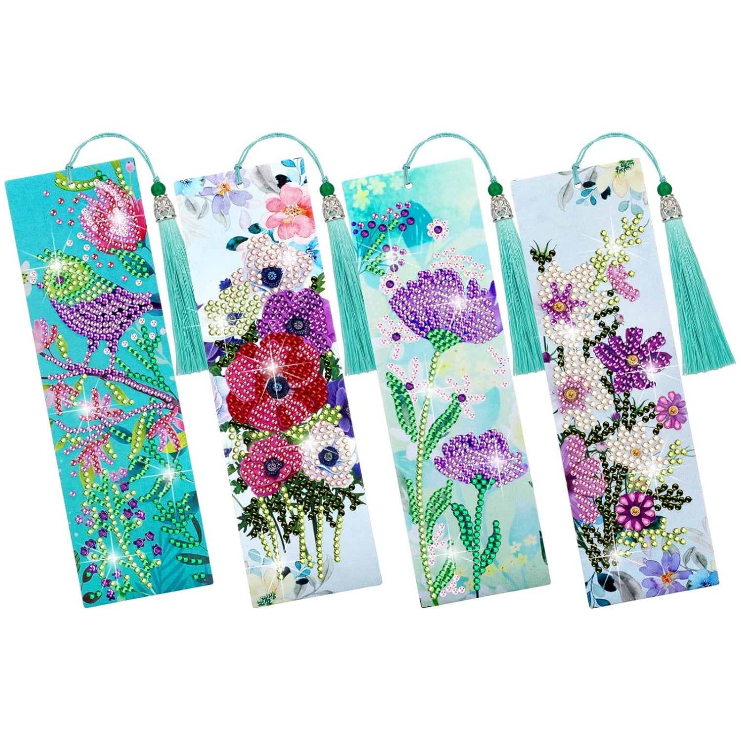 EchoMart Diamond Art Bookmarks, 4 Pieces 5D Diamond Painting Bookmarks ...